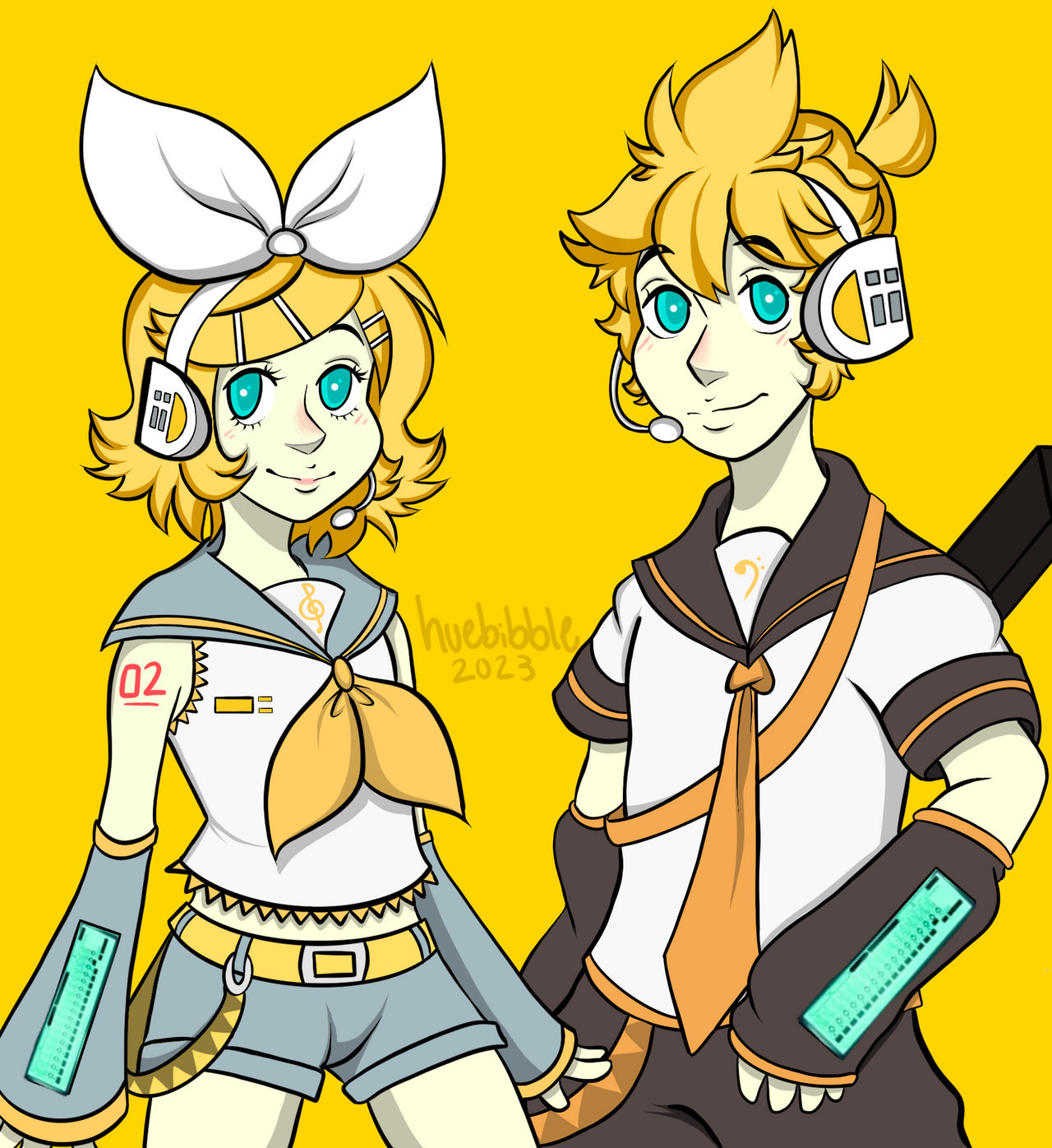 Kagamine Twins Redraw By Huebibble On Deviantart