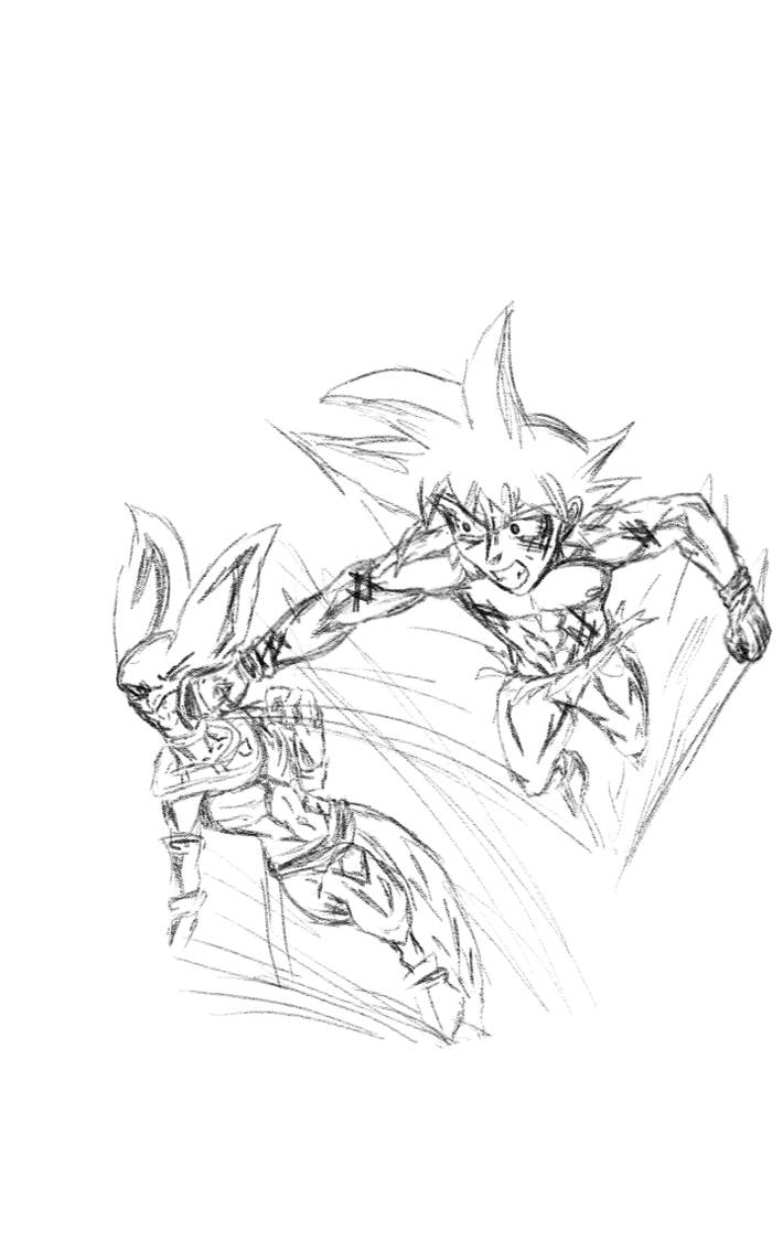 A Sketch Of Goku Vs Beerus By Mrallawesome1 On Deviantart