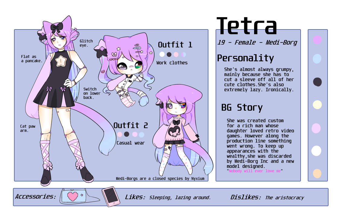 Medi-Borg Glitch Mascot: Tetra ref sheet by Nyxium on DeviantArt Medi-Borg Glitch Mascot: Tetra ref sheet by Nyxium on DeviantArt