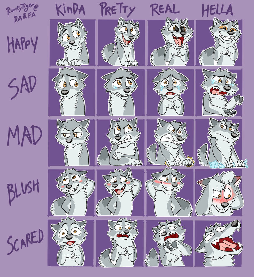 Toon Wolf Expressions 02 By Runtytiger By Runtytiger On Deviantart