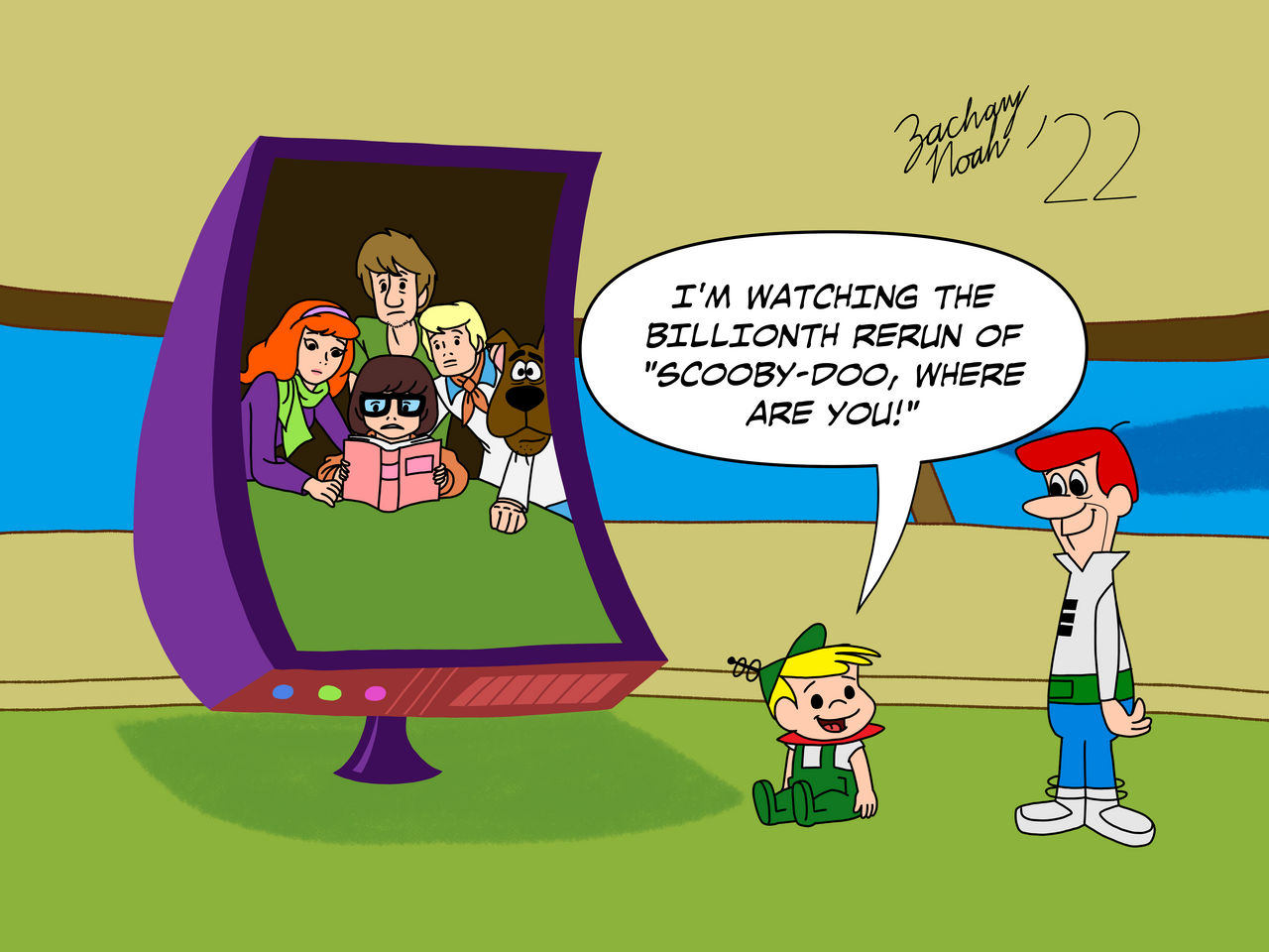George And Elroy Watching Scooby Doo By Zacharynoah92 On Deviantart