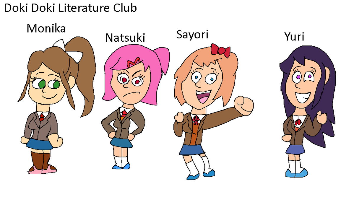Redrawn Ddlc Monika Natsuki Sayori Yuri By Abbysek On Deviantart