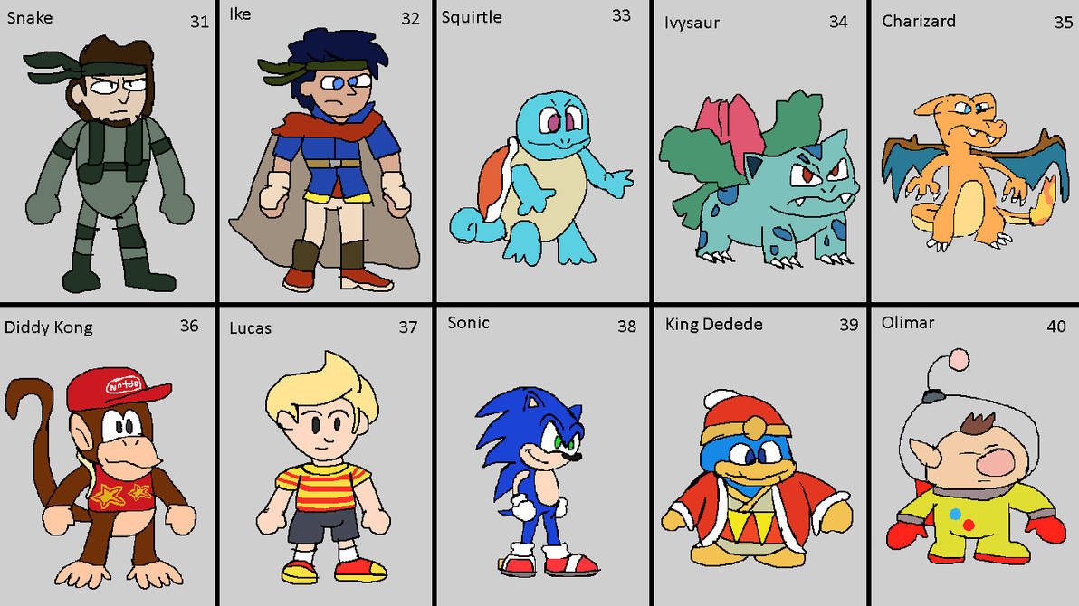 Grid Ssb Smash 31 40 Redrawn Characters By Abbysek On Deviantart
