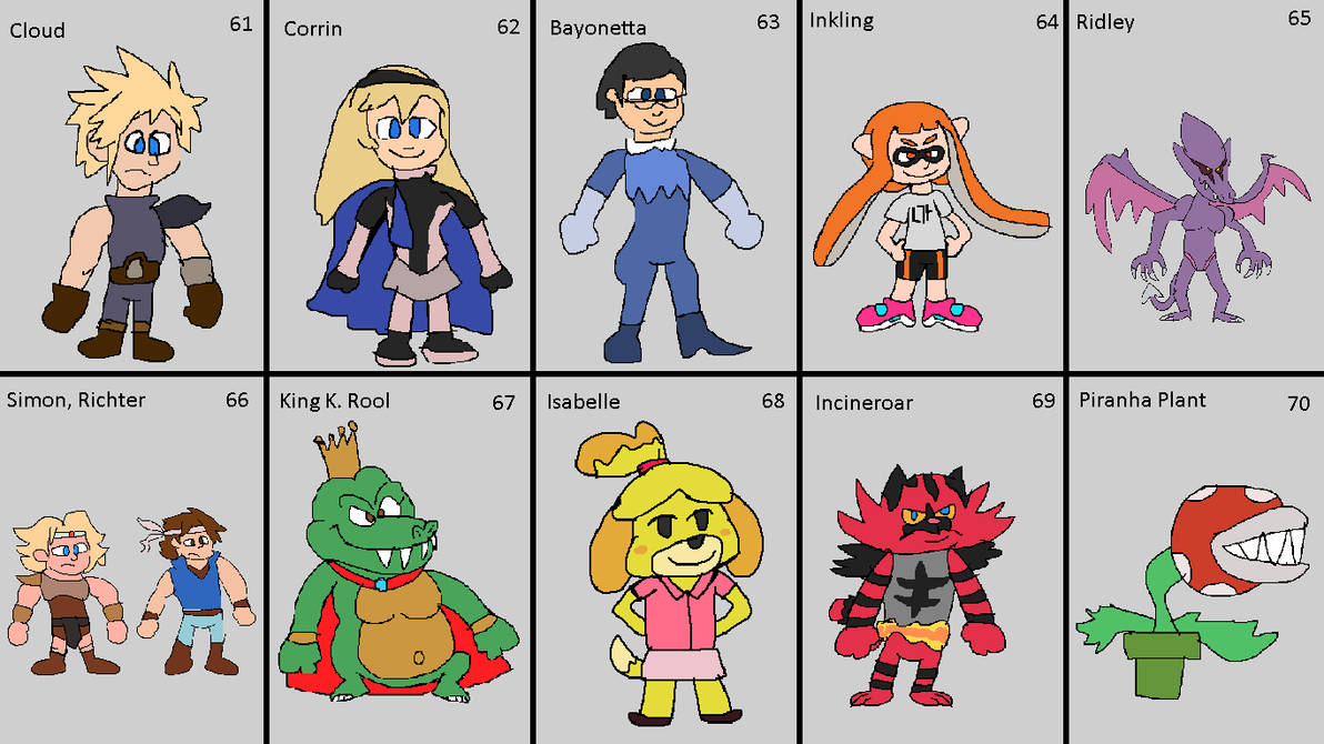Grid Ssb Smash 61 70 Redrawn Characters By Abbysek On Deviantart