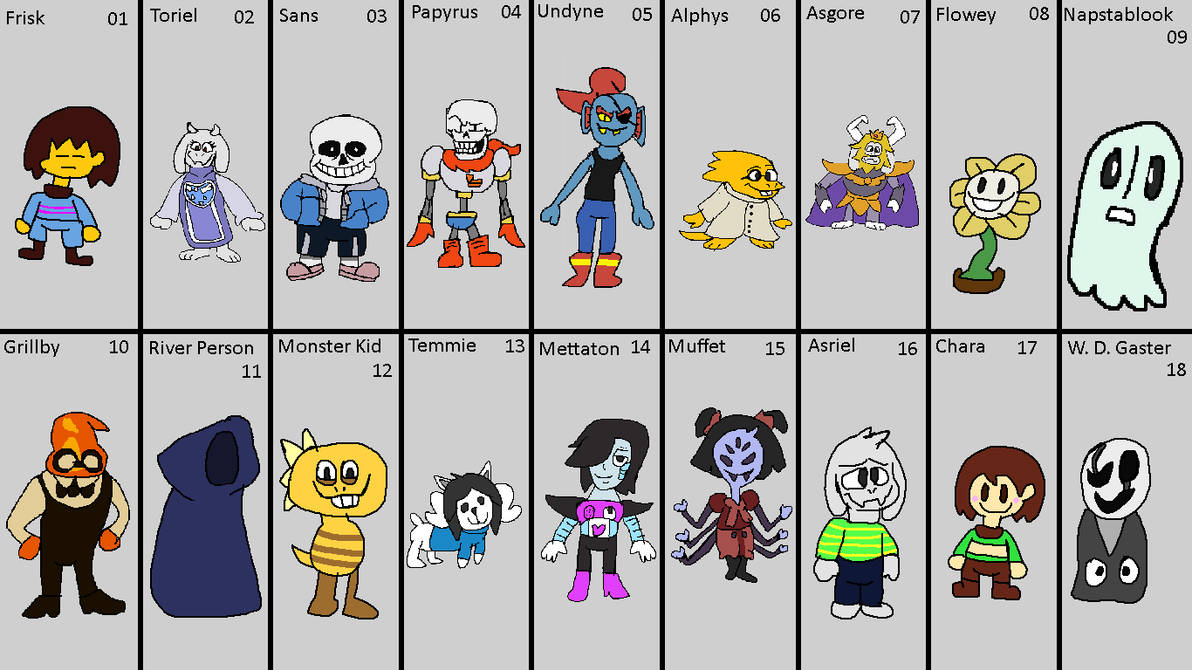 Grid Undertale 01 18 Redrawn Characters By Abbysek On Deviantart