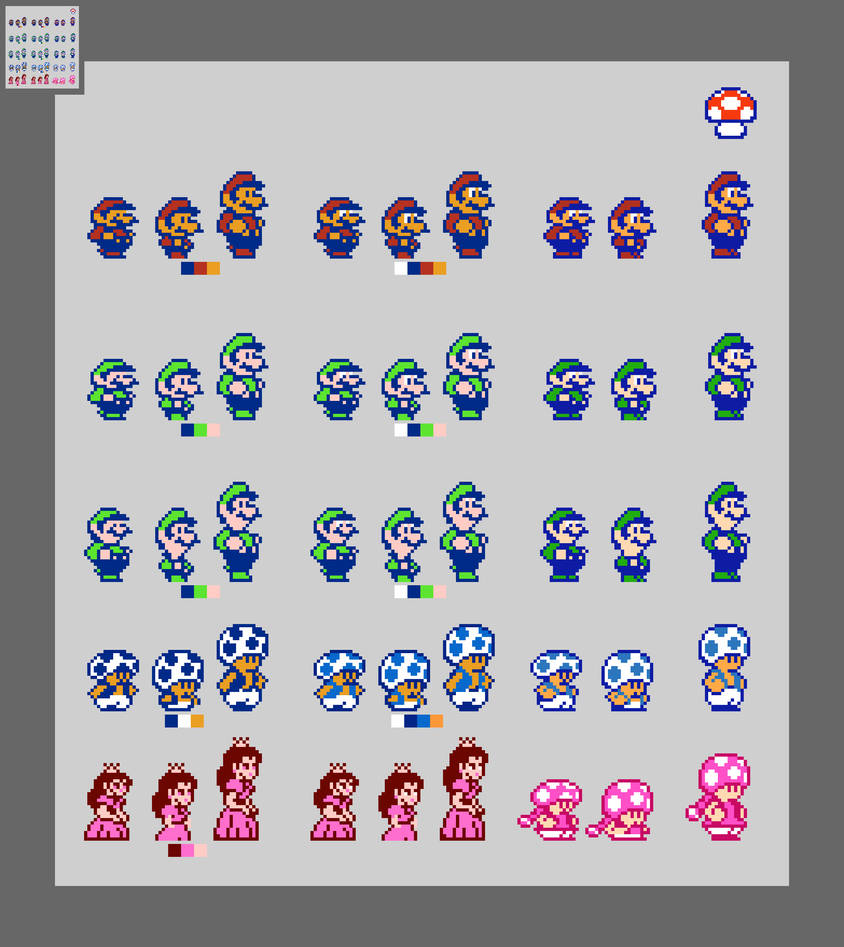 10x Smb2 Mario Luigi Toad Smm2 Players But Resized By Abbysek On Deviantart