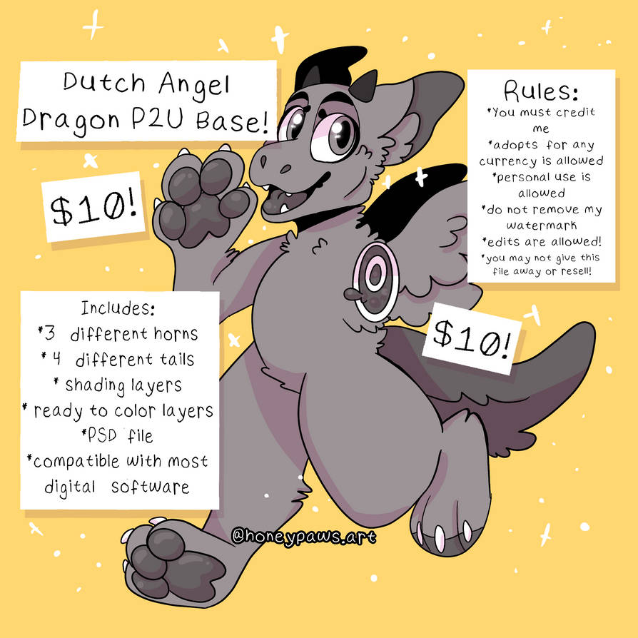 P2U Dutch Angel Dragon Chibi Base! by HoneyPawsArt on DeviantArt P2U Dutch Angel Dragon Chibi Base! by HoneyPawsArt on DeviantArt