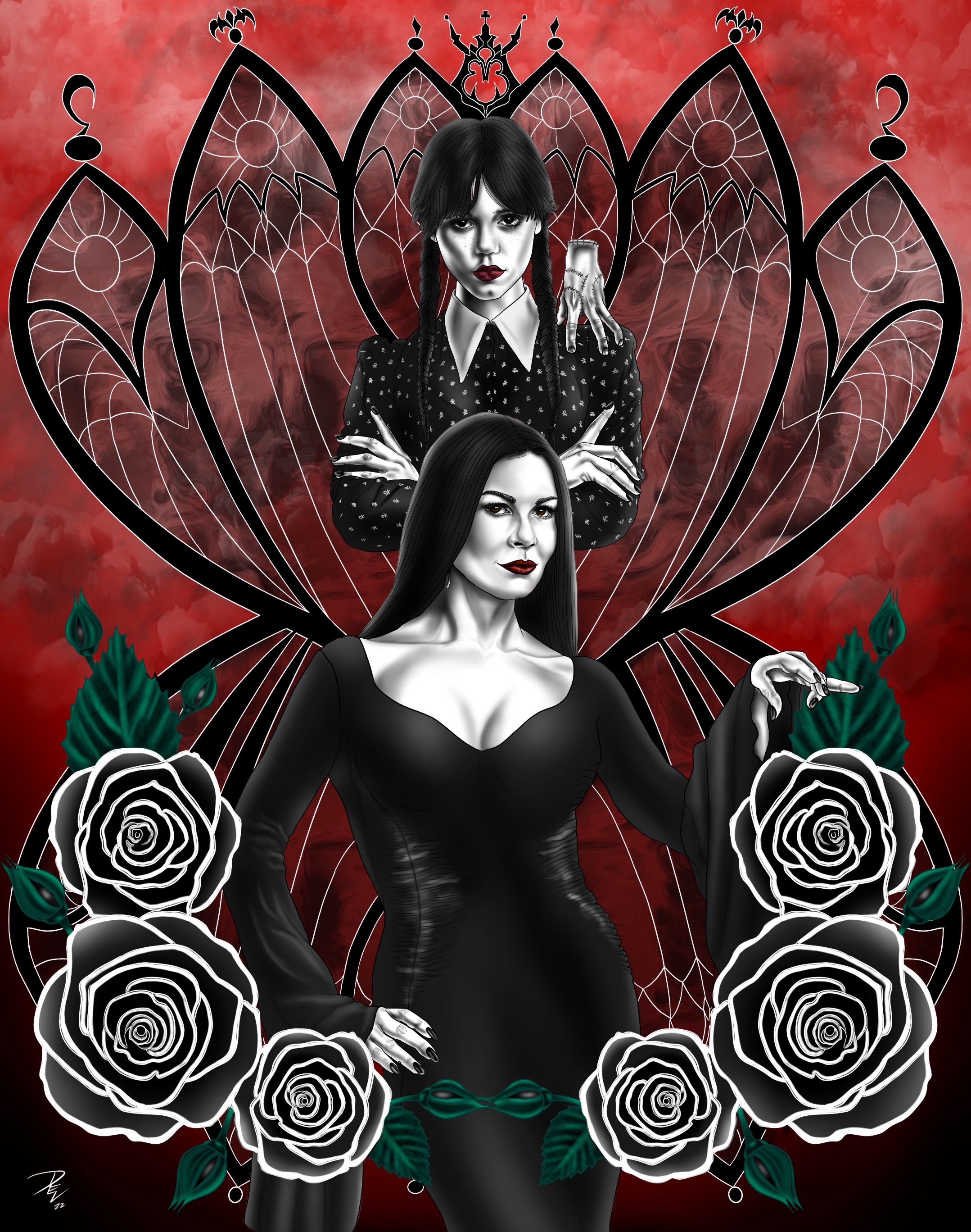 Wednesday And Morticia Addams By Qartbydev On Deviantart