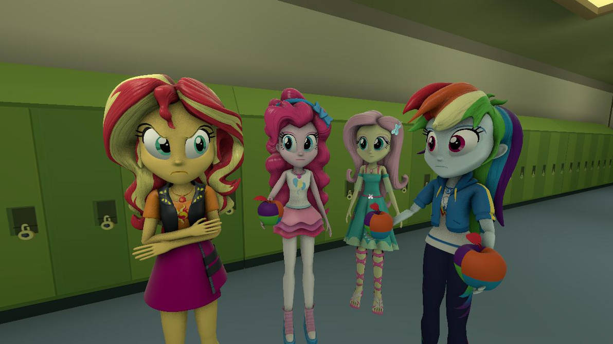 Sunset Shimmer Doesnt Like Rainbow Dashs Apples By Jeffnt2208 On Deviantart