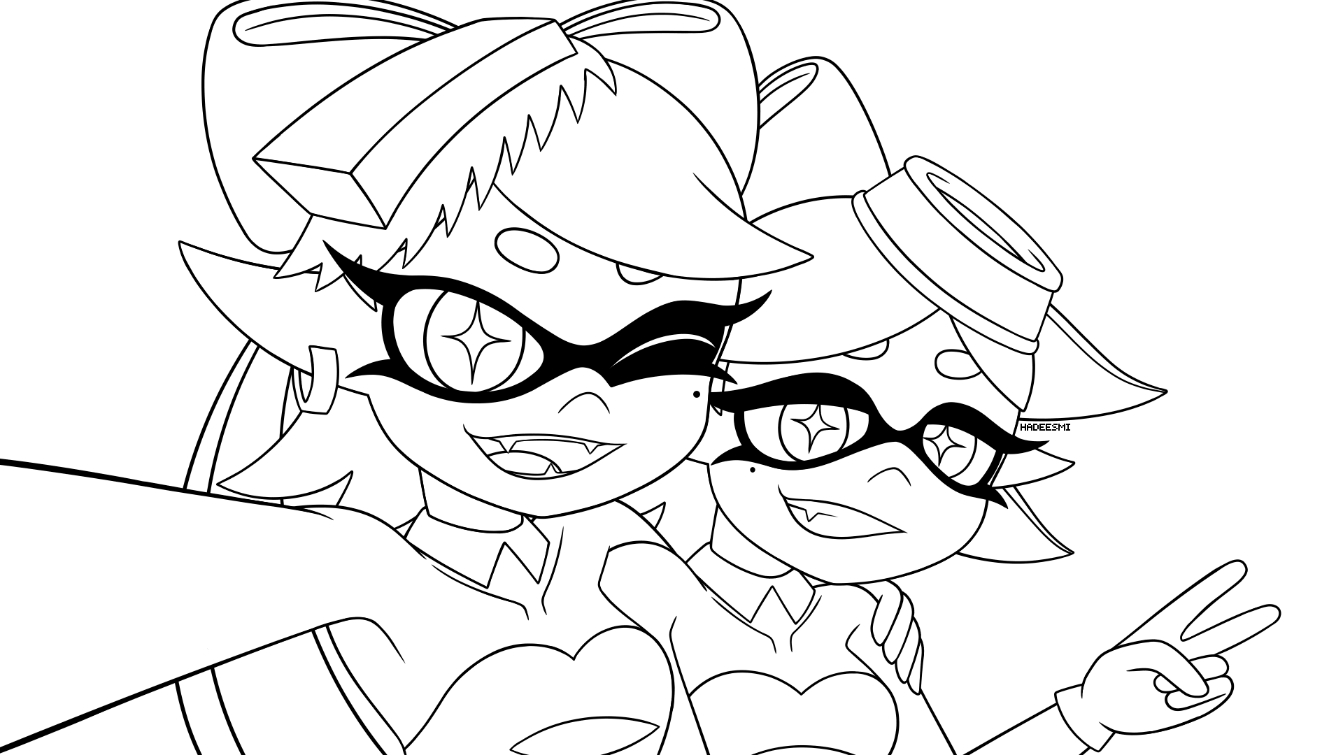 Splatoon Squid Sisters Lineart By Hadeesmi On Deviantart