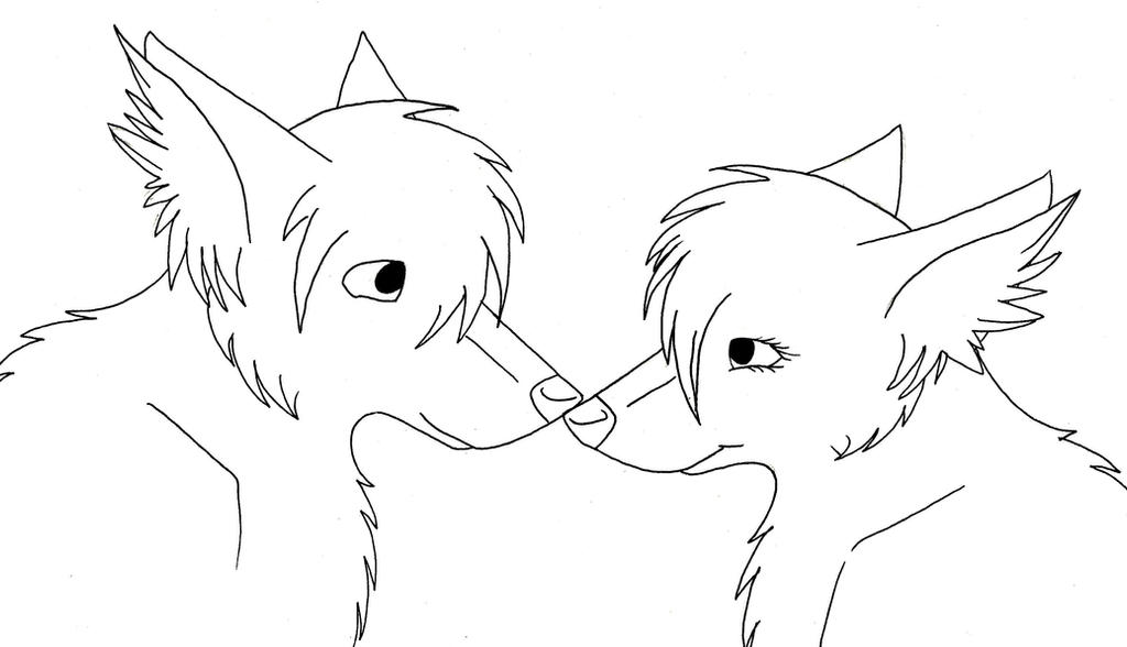 Wolf Couple Lineart By Bitingshadow On Deviantart