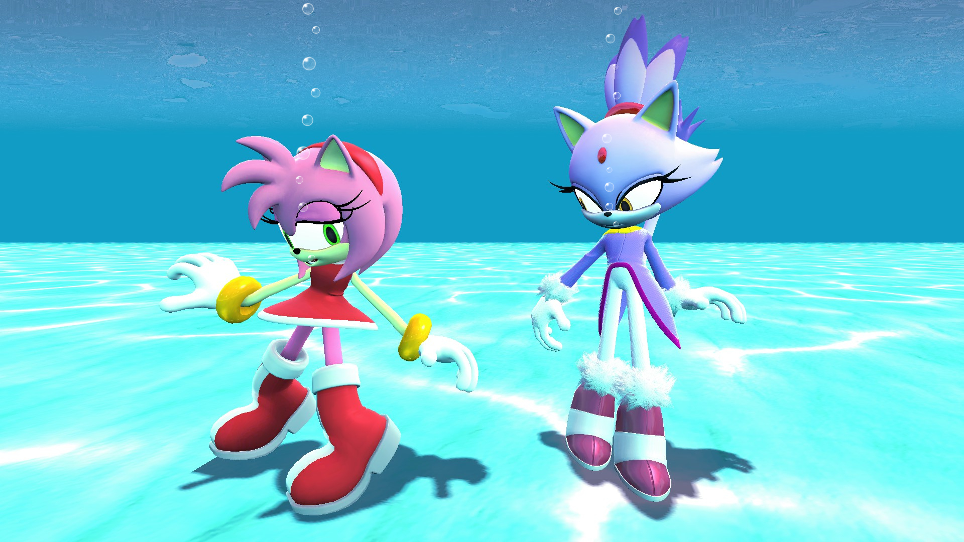 Amy And Blaze Underwater By Kuby64 On Deviantart