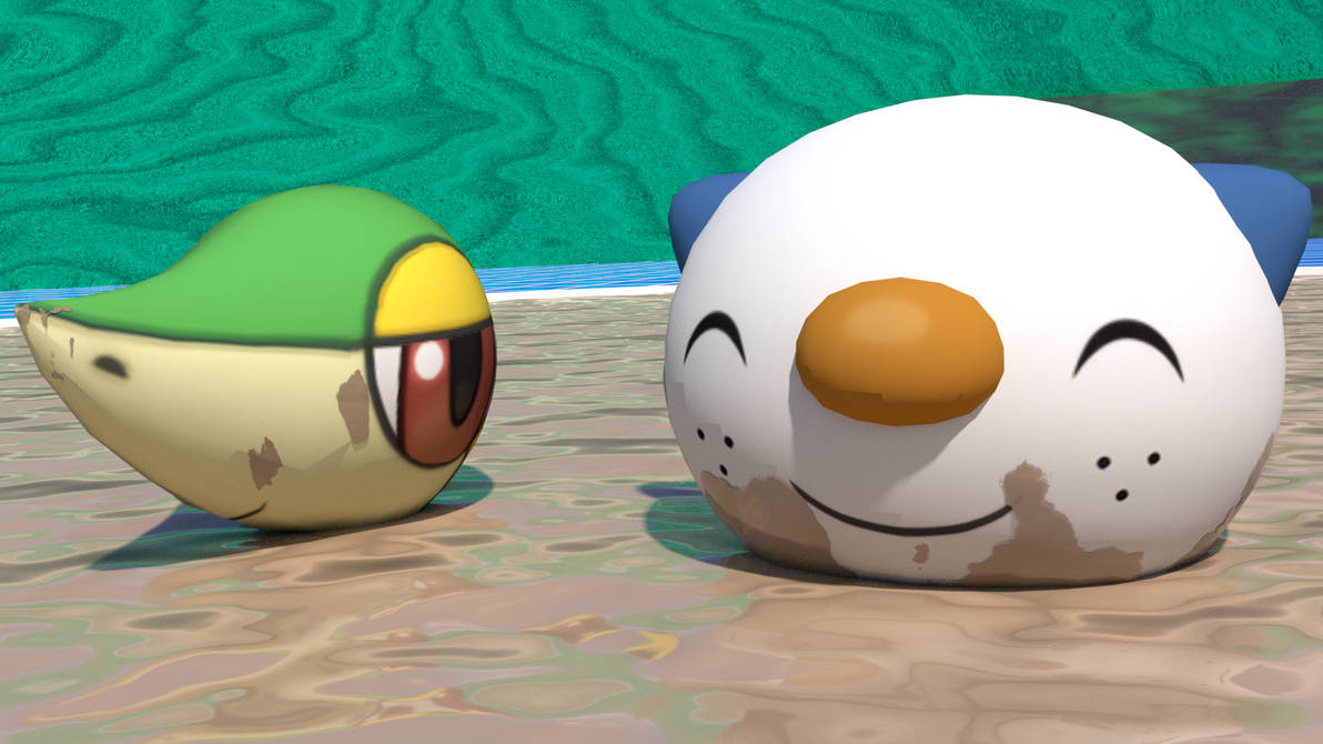 Snivy And Oshawott In The Mud By Kuby64 On Deviantart