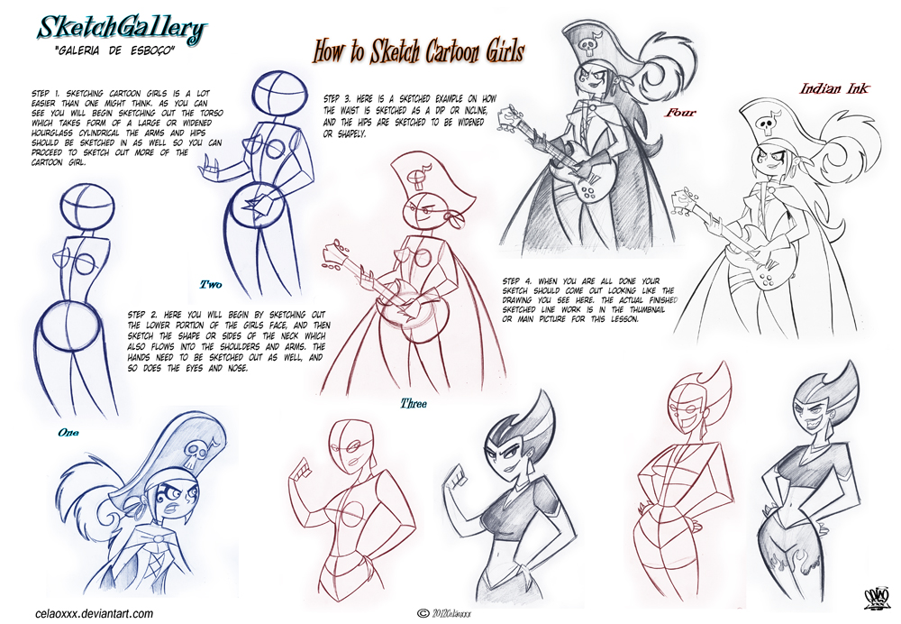 How To Sketch Cartoon Girl By Celaoxxx On Deviantart