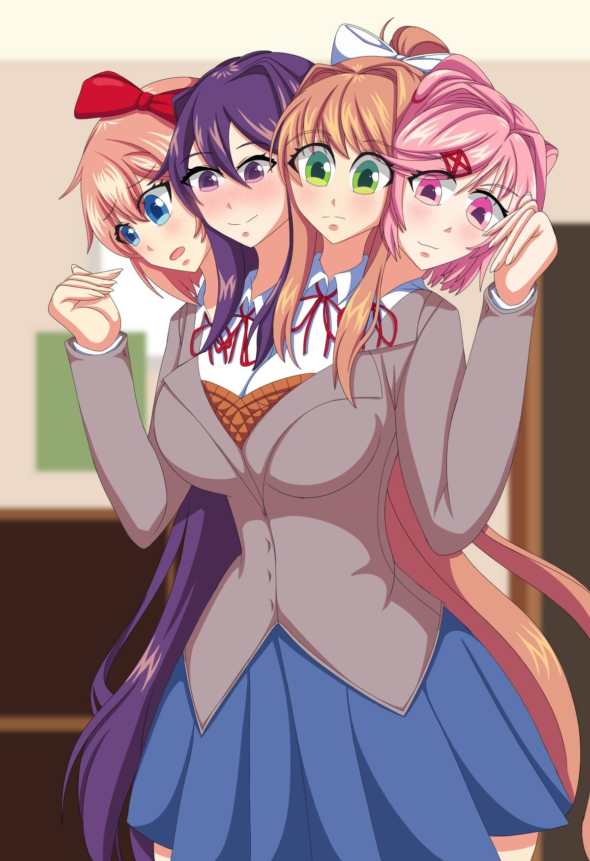 Sayori Yuri Monika Y Natsuki Unidas Ddlc By Omaendo On Deviantart