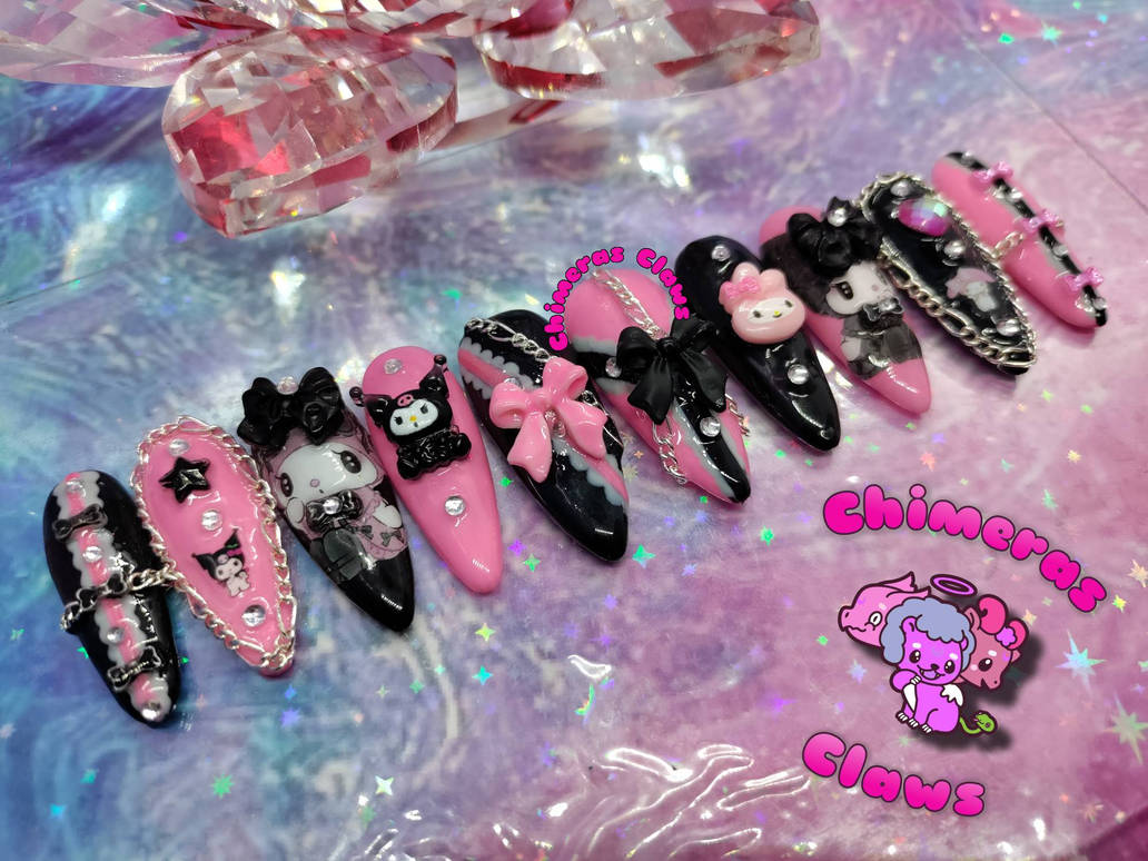 Kuromi X My Melody Nails By Chimerasclaws On Deviantart