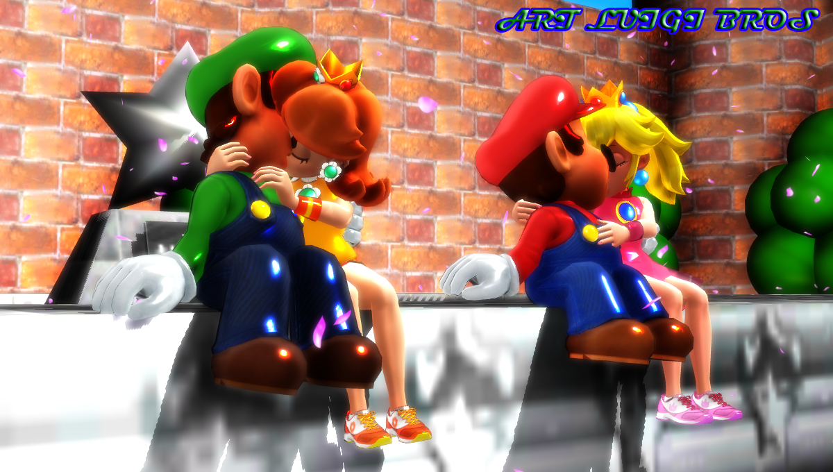 Luigi x Daisy and Mario x Peach Kissing by ArtLuigiBros on DeviantArt Luigi x Daisy and Mario x Peach Kissing by ArtLuigiBros on DeviantArt