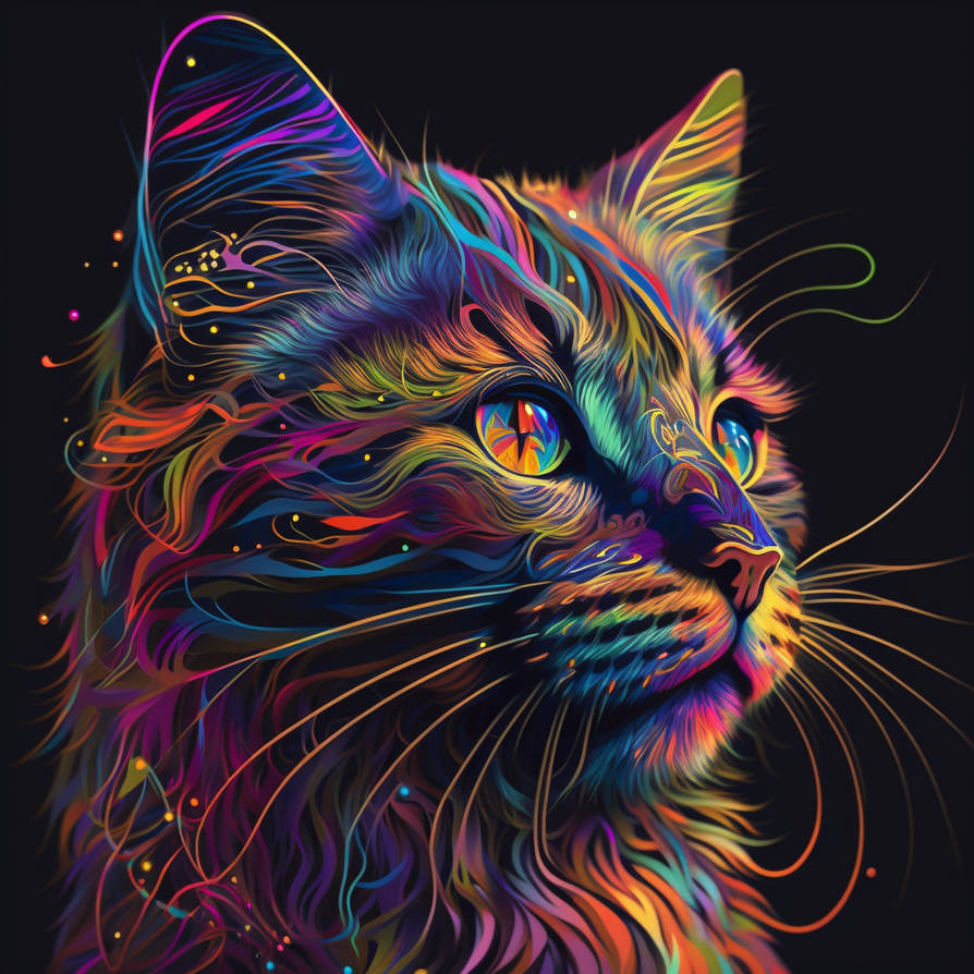 Psychedelic Cat Portrait By Sanguisan On Deviantart