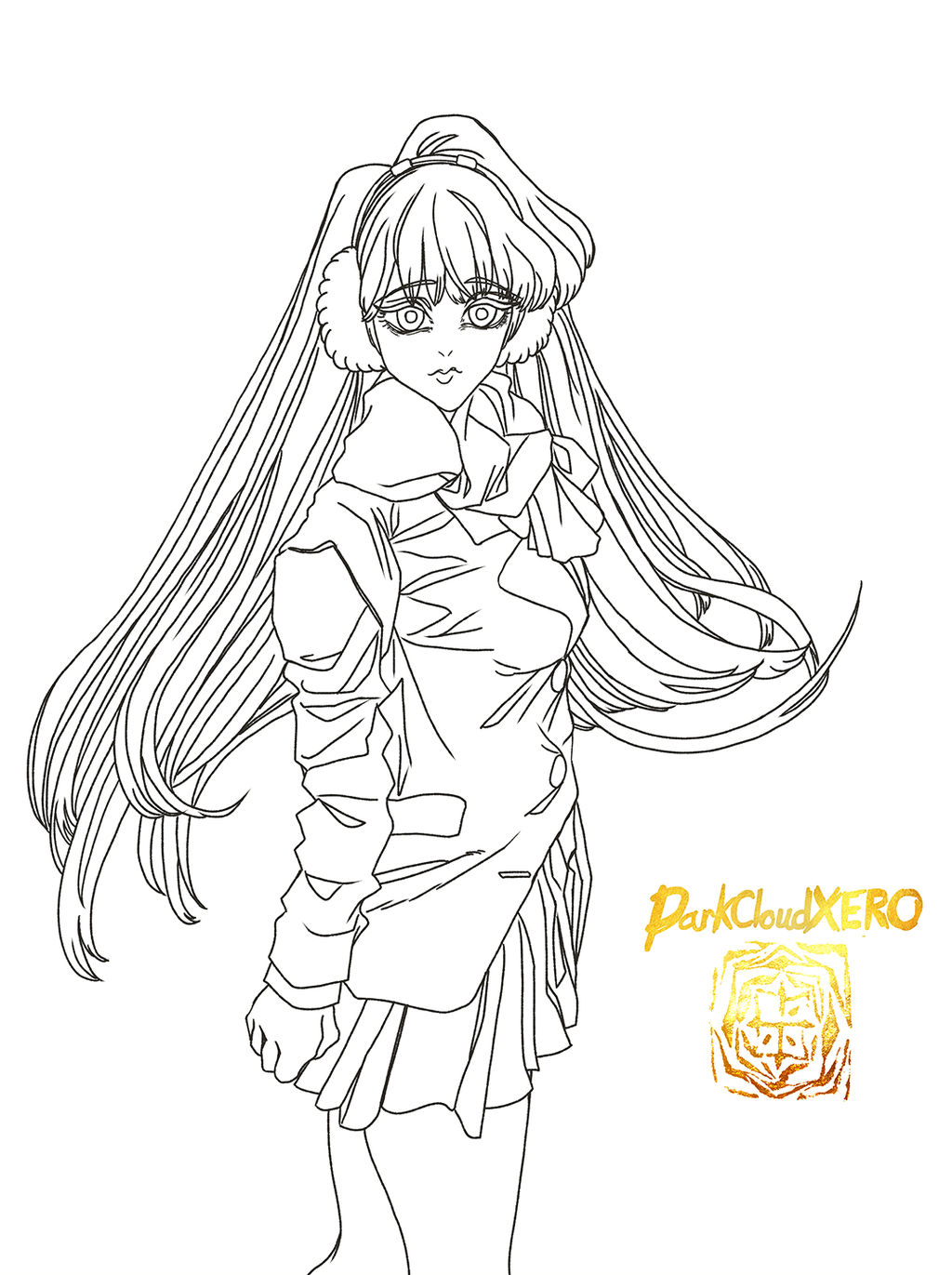Komi Shouko Winter Line Art By Darkcloudxero On Deviantart