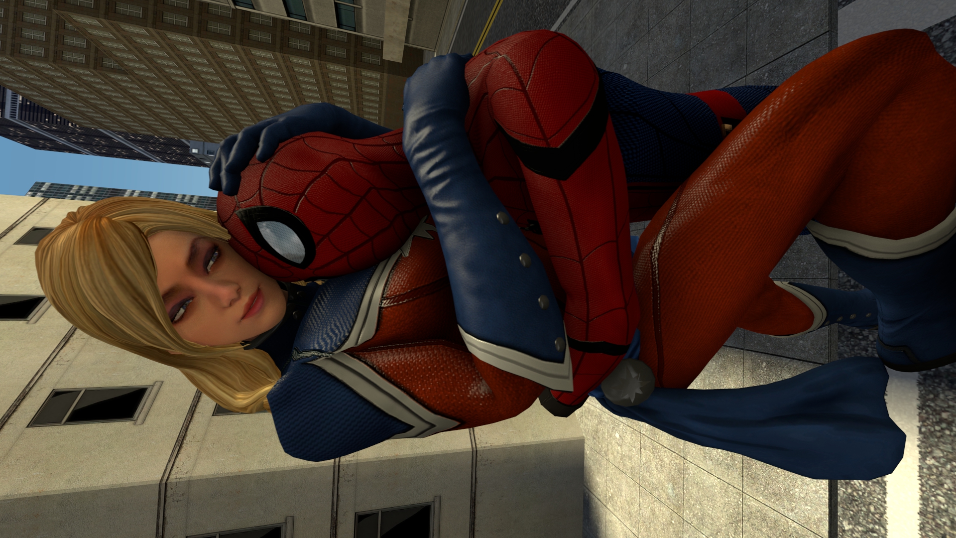 Captain Marvel Hugging Spider Man Mcu By Kongzillarex2021 On Deviantart