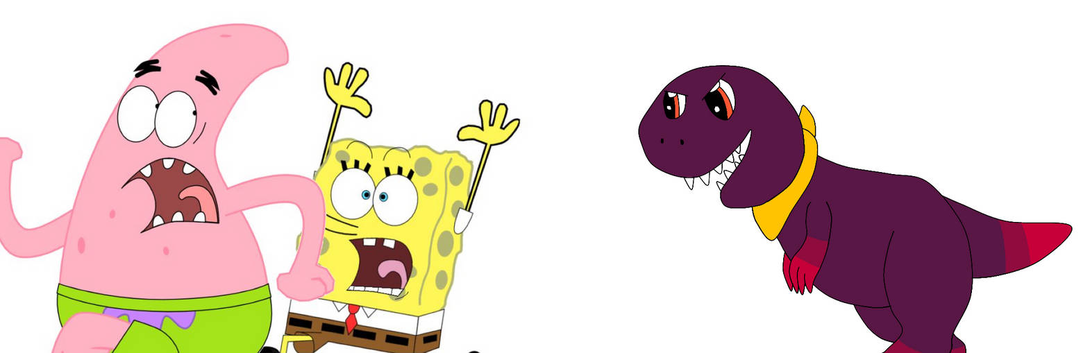 Spongebob And Patrick Running From A T Rex By Meghan12345 On Deviantart
