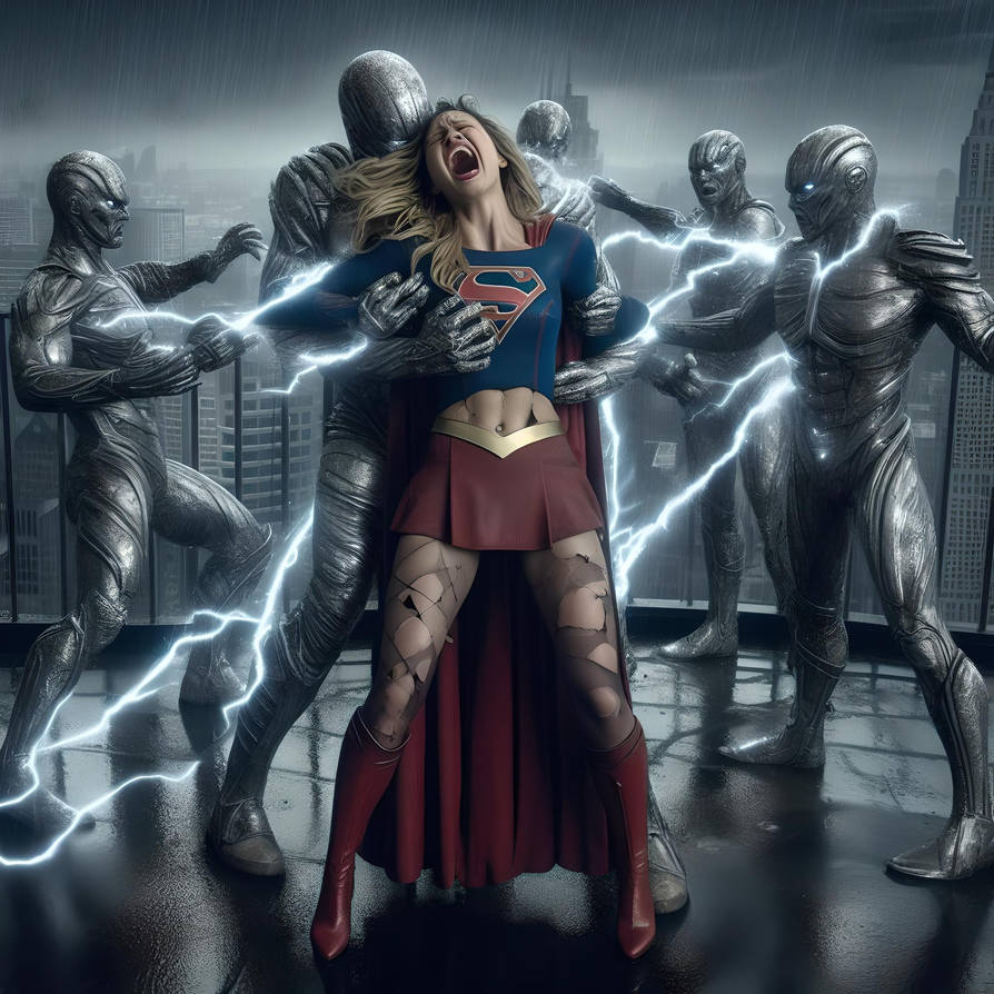 0211 Supergirl Rooftop Torture Blue Costtume By Anoyranoyranoyr On