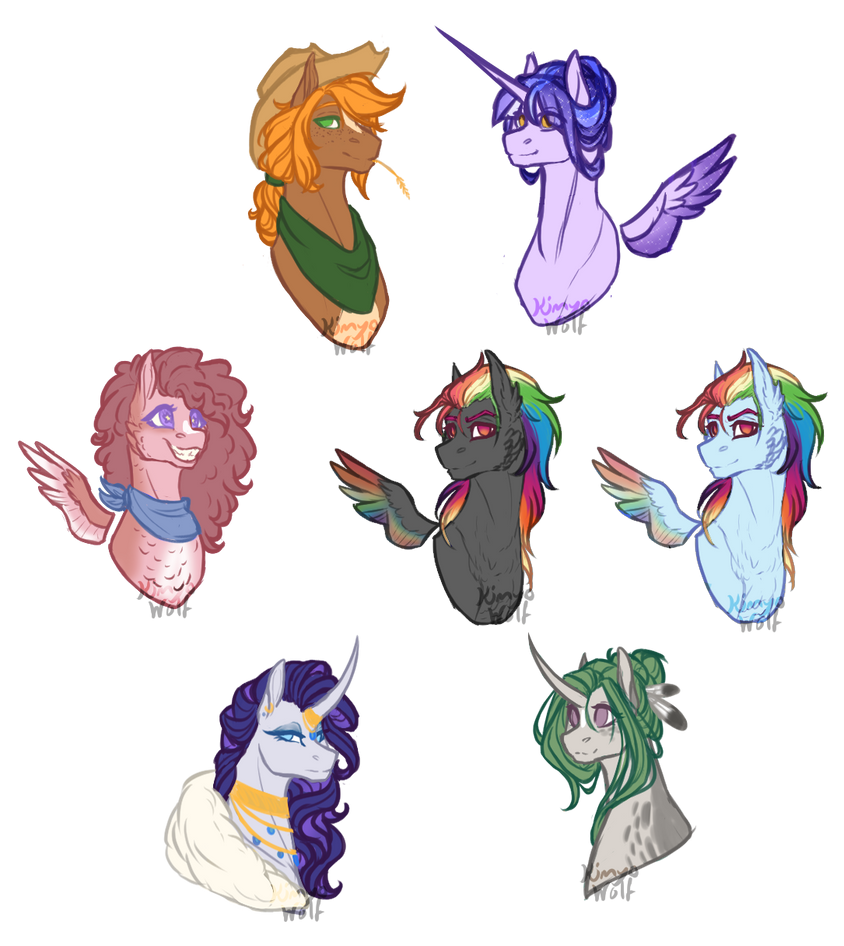 My Take On Mlp Main Six Coloured By Kimyowolf On Deviantart