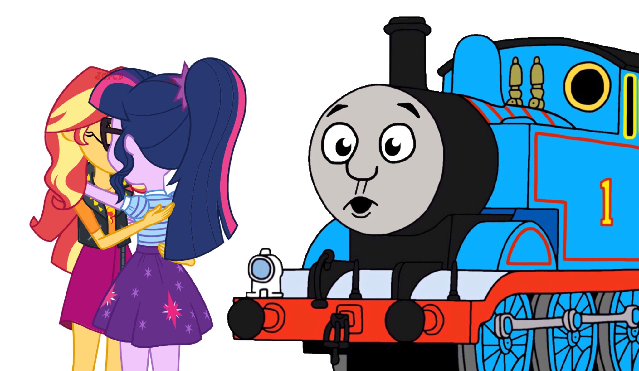 Sunset And Twilight Kissing In Front Of Thomas By Leonsart933838 On