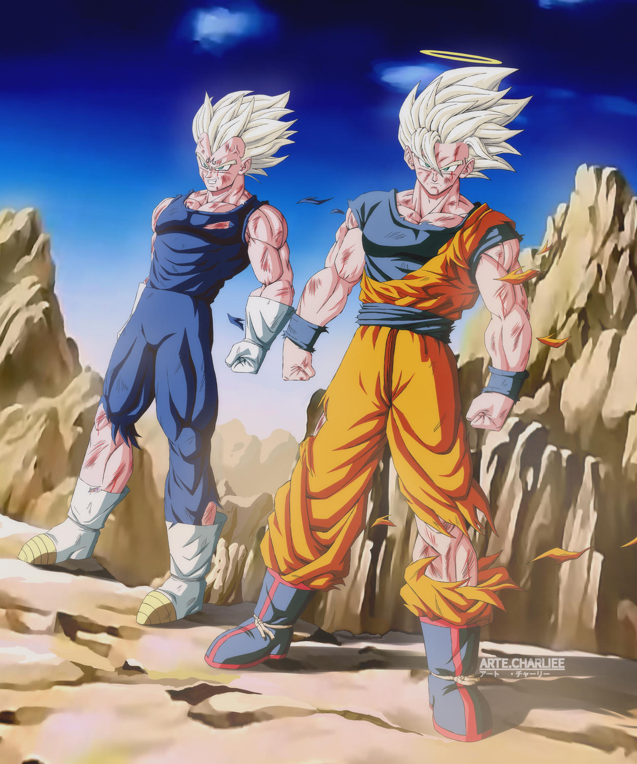 Goku Ssj2 End Majin Vegeta Ssj2 By Charlieeart On Deviantart