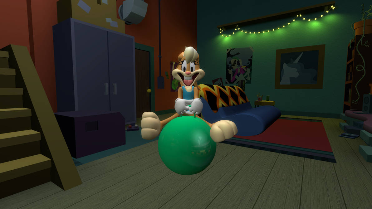 Lola Bunny Bouncing On A Greenish Blue Hopper Ball By 0640carlos On Deviantart