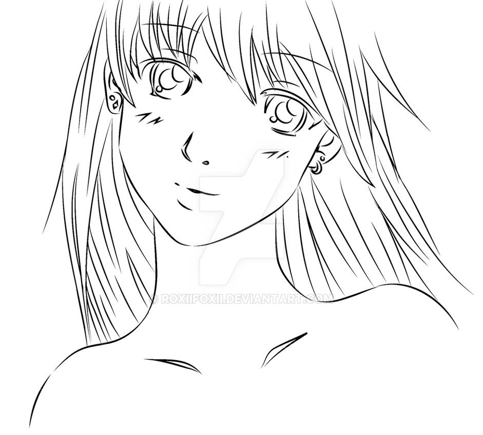 Pretty Girl Line Art By Roxiifoxii On Deviantart