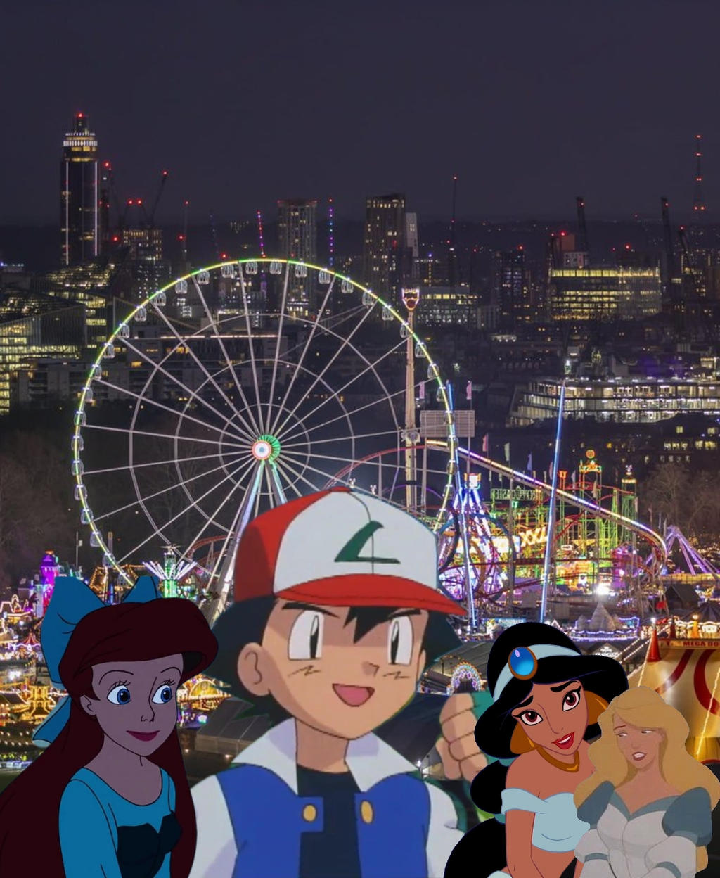 Ash Gets Kissed By Ariel Jasmine And Odette By Stonekieran07 On Deviantart