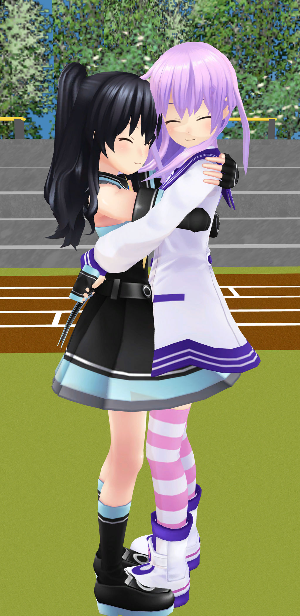 Mmdagent Uni Hugging Nepgear By Megaali On Deviantart
