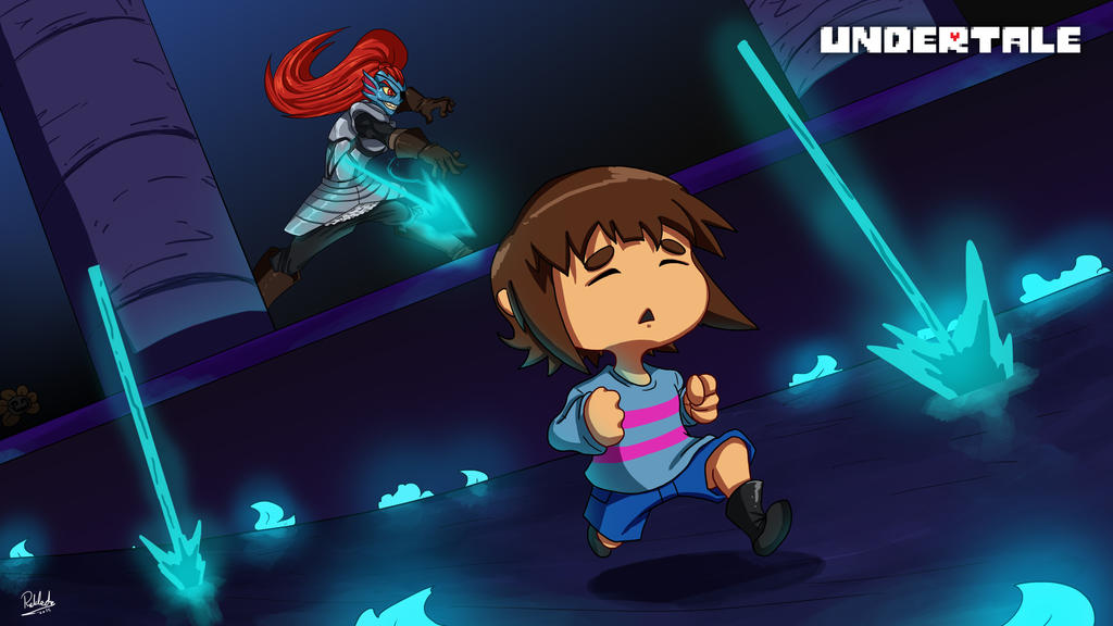 Undertale Undyne Chasing The Human By Mythospictures On Deviantart