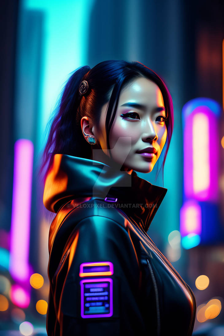 Cyberpunk Beautiful Cute Cyborg Girl By Veloxpixel On Deviantart