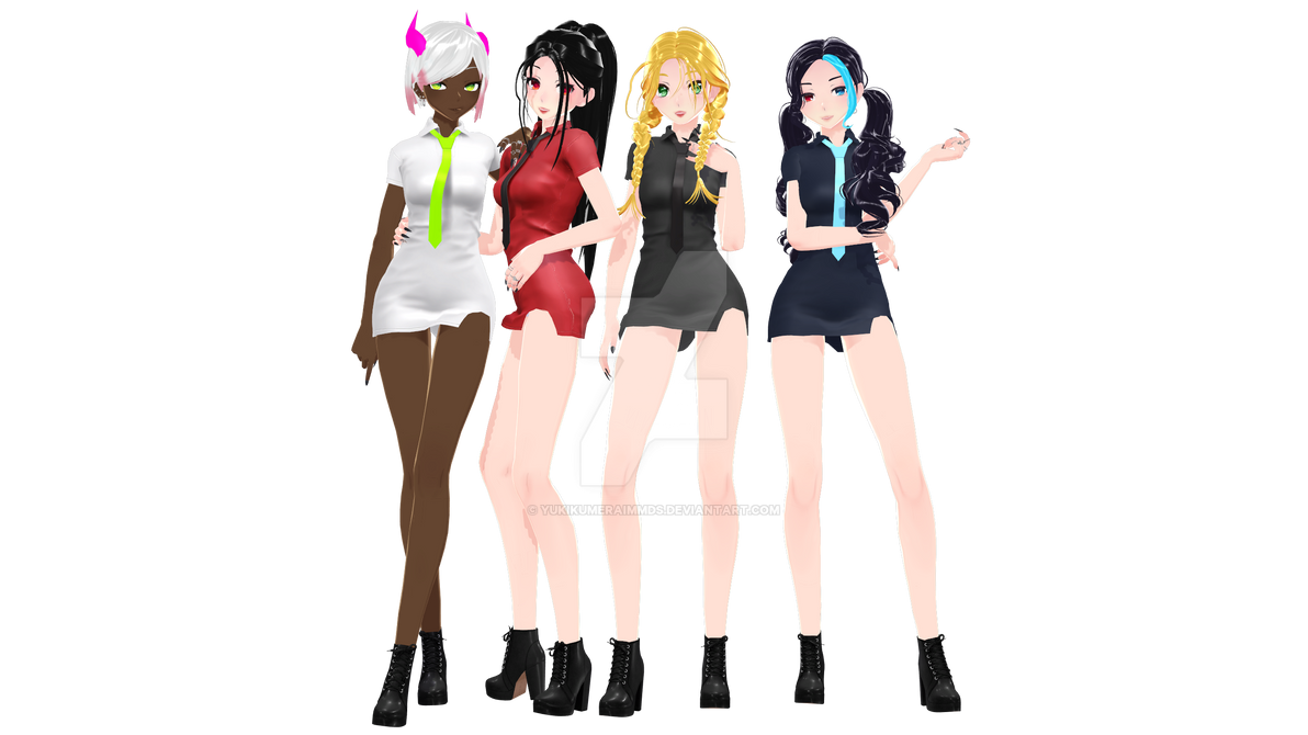 Mmd Model Dl Tda Dress And Tie Girls By Yukikumeraimmds On Deviantart