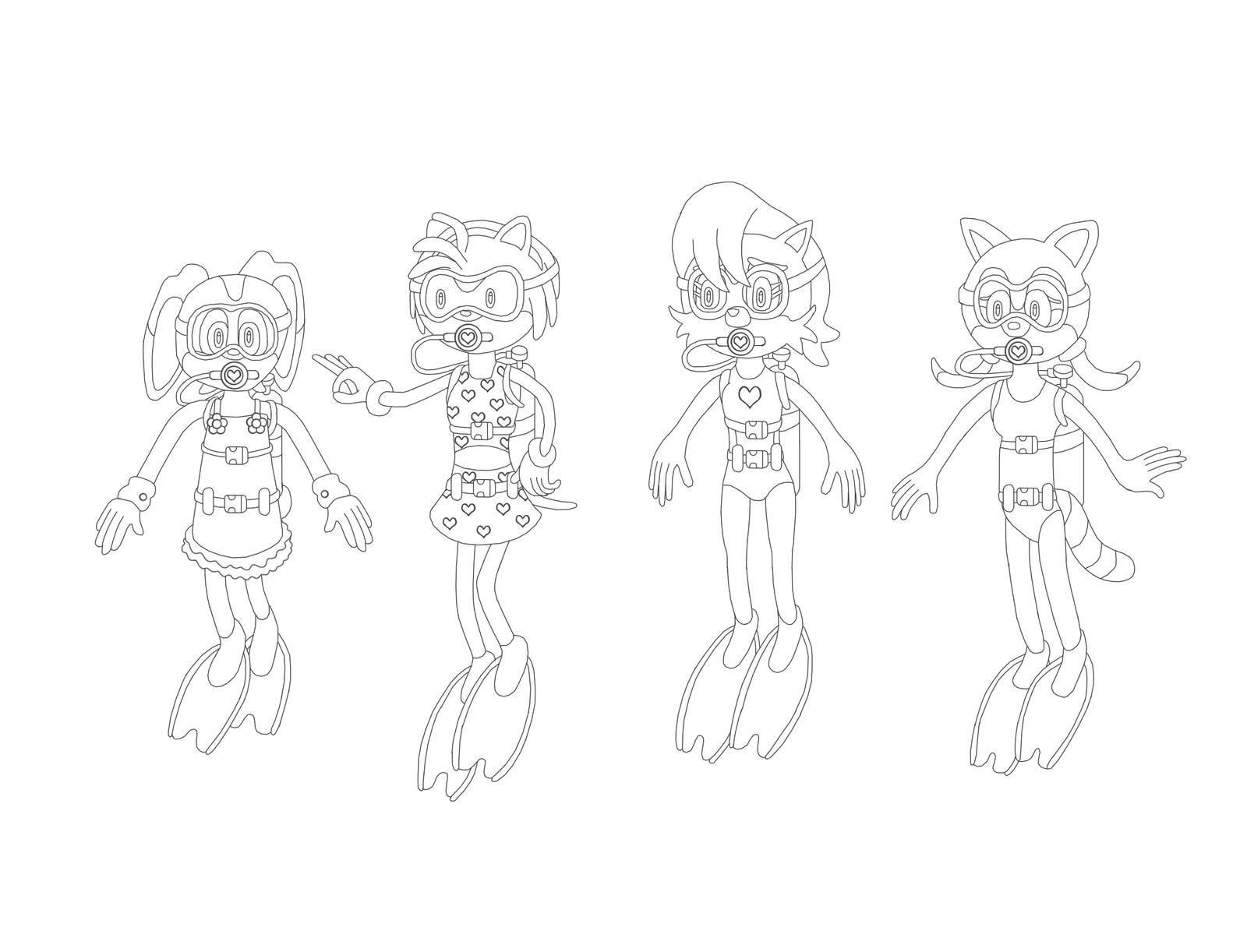 Sonic Girls Swimsuits Scuba Lines By Flood7585 On Deviantart