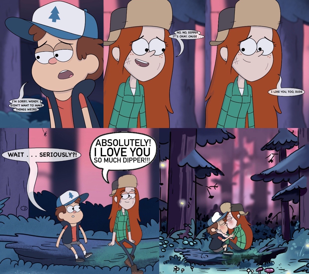Wendy X Dipper Happy Ending First Kiss By Soldiergunner On Deviantart