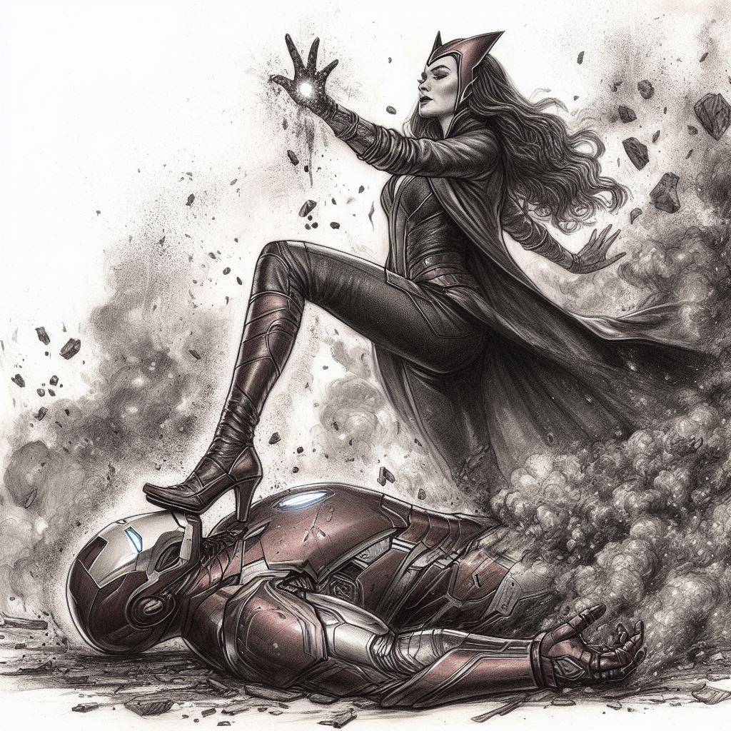 Scarlet Witch stepping on Iron man by PL907 on DeviantArt Scarlet Witch stepping on Iron man by PL907 on DeviantArt