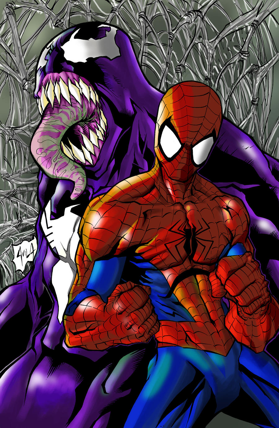 spidey venom colored by hanzozuken on DeviantArt