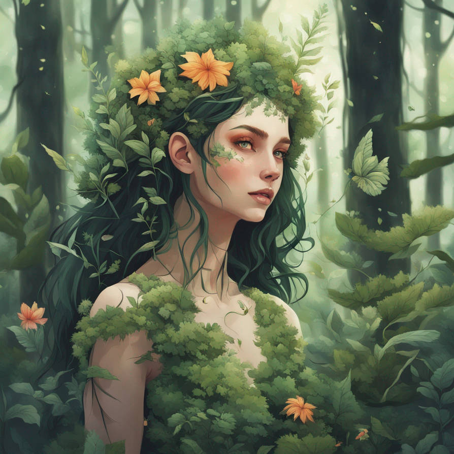 Beautiful Plant Girl In A Forest By Commanderchaos666 On Deviantart