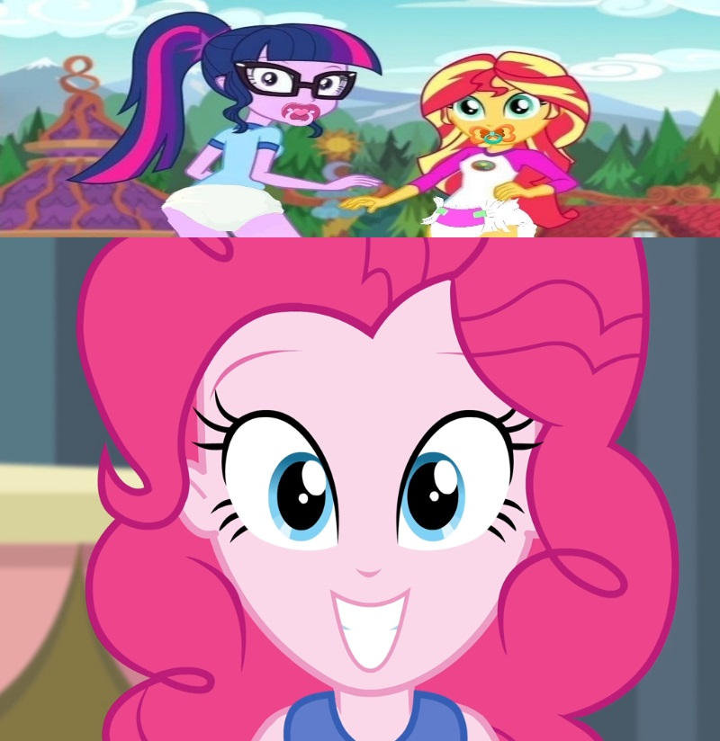 Pinkie Pie Likes Sci Twi And Sunset In Diapers By Spider Jack39 On