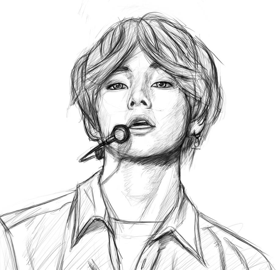 Sketch Of Bts V Taehyung By Light255 On Deviantart
