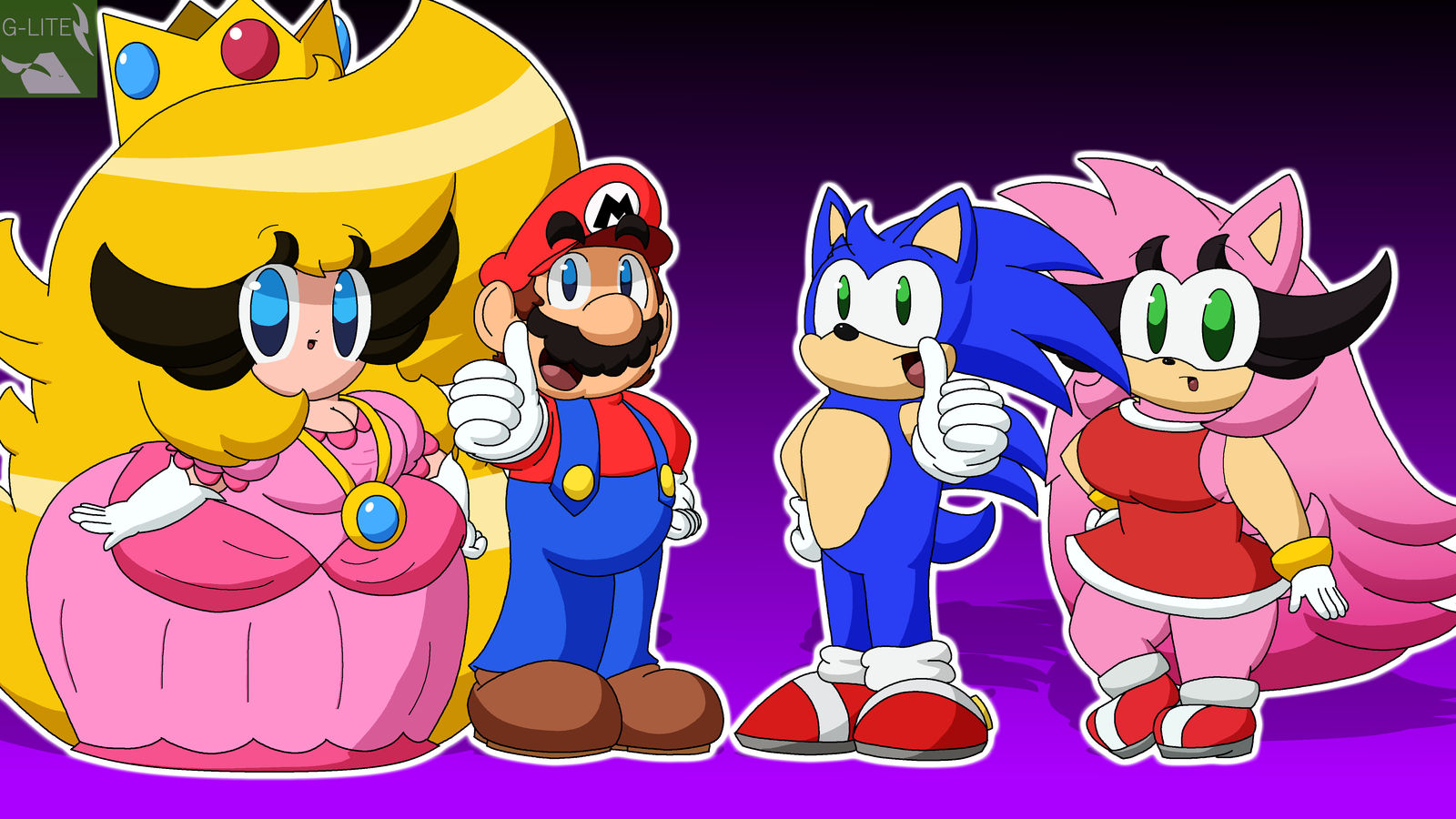 Mario Sonic Peach And Amy By Bwglite On Deviantart