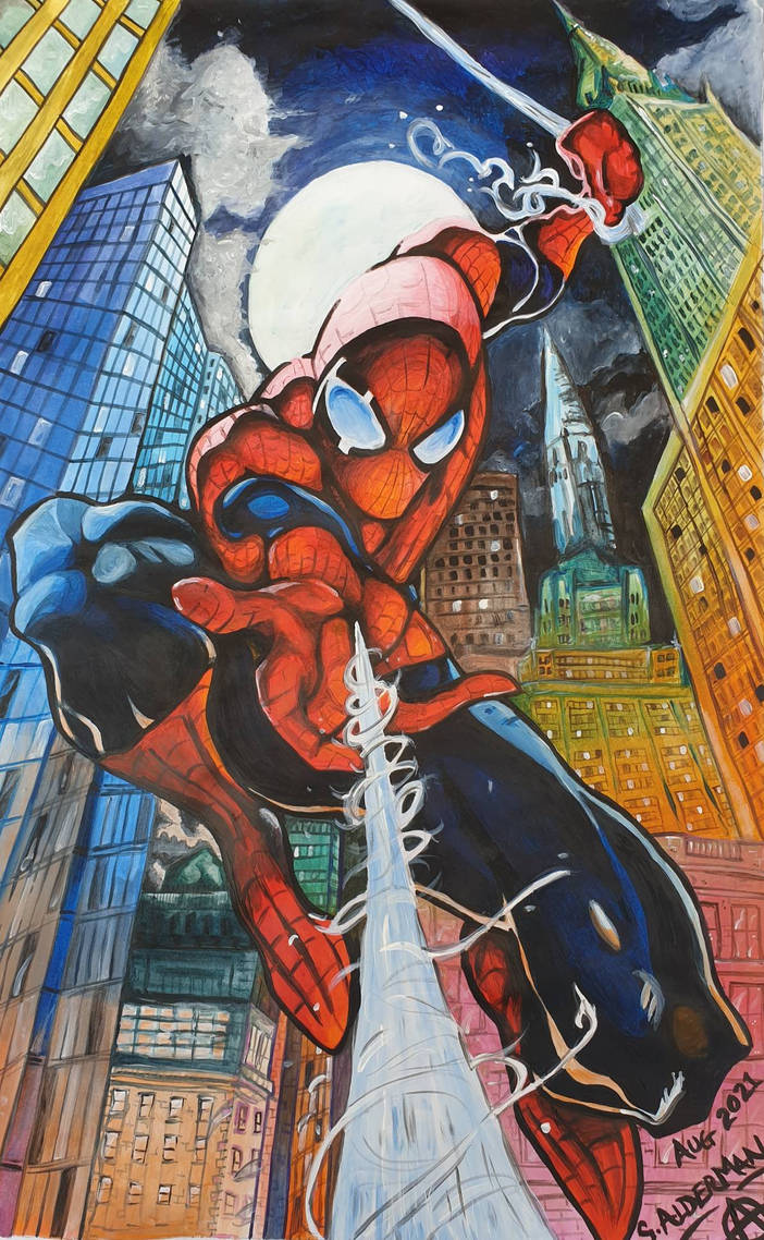 Second Spiderman A2 Acrylic By Stevealdermanart On Deviantart