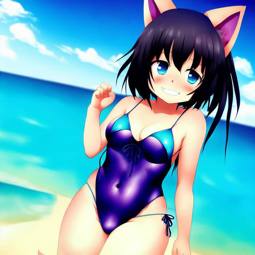 Another Cat Girl At The Beach By Fuyuyukiflakes On Deviantart