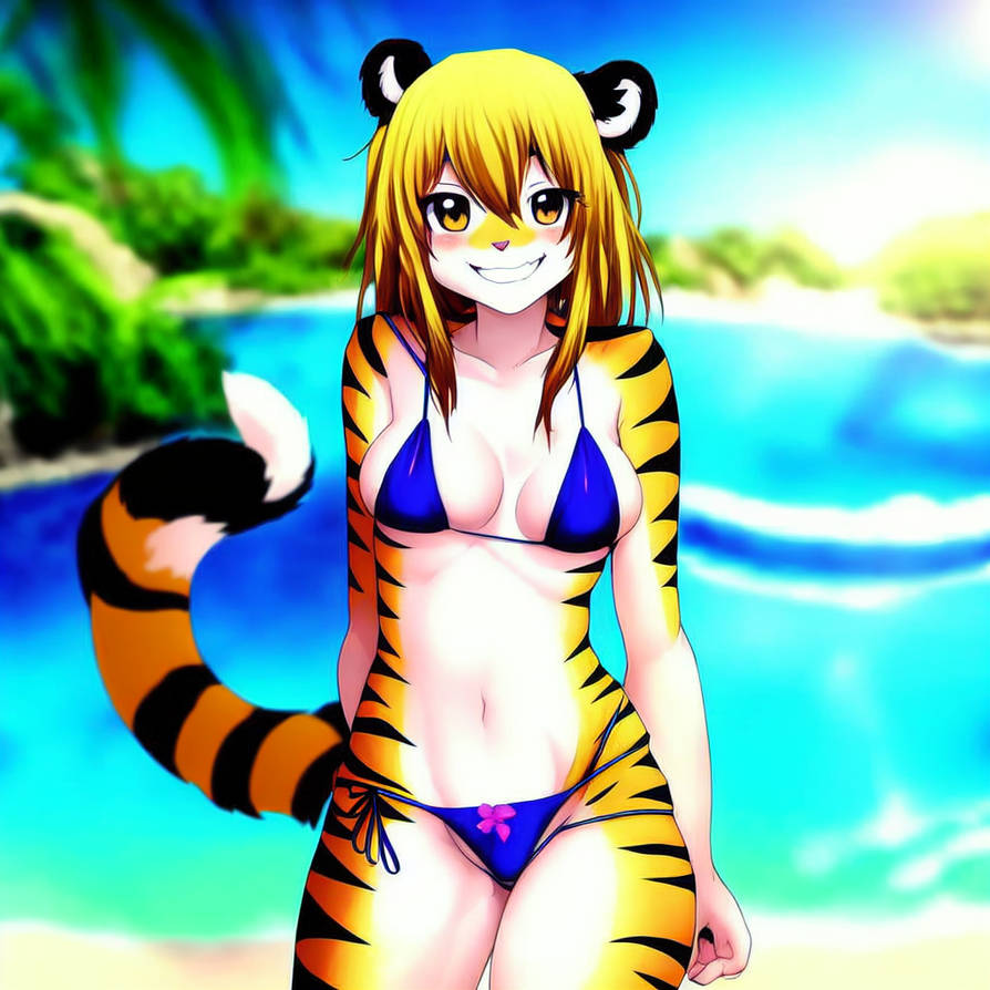 Tiger Girl At The Beach By Fuyuyukiflakes On Deviantart