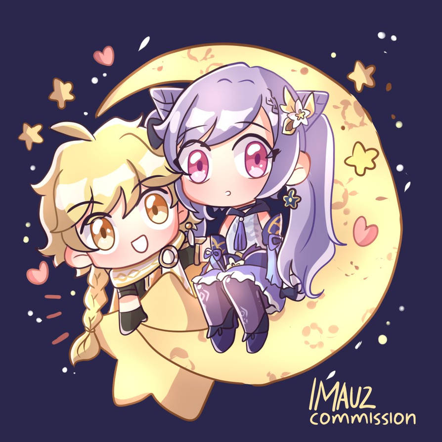 Aether X Keqing Chibi By Maiadumatol On Deviantart