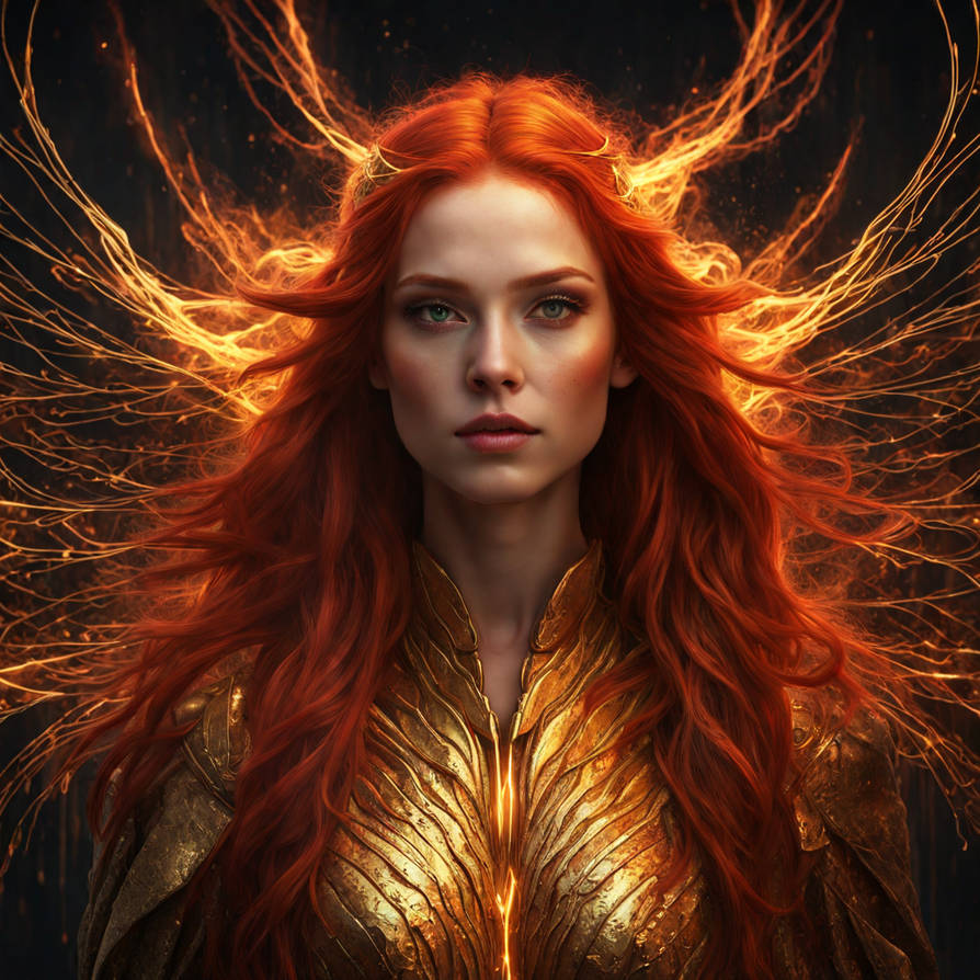 Gold Phoenix Girl By Ai Art Phoenix On Deviantart