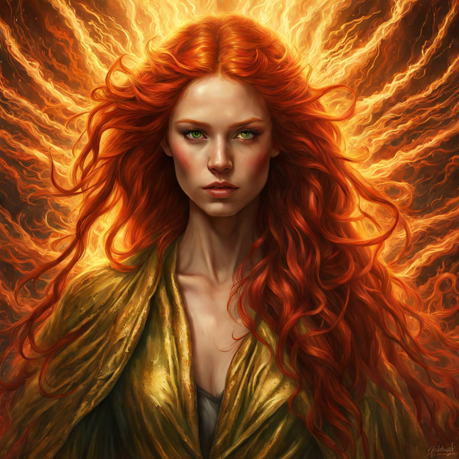 Gold Phoenix Girl By Ai Art Phoenix On Deviantart